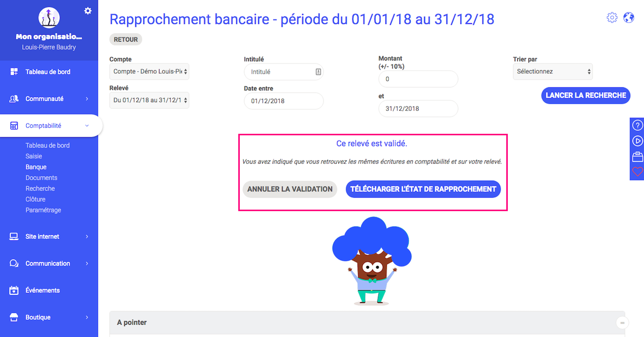 Suivi du rapprochement et de l'écart – Centre d'Aide