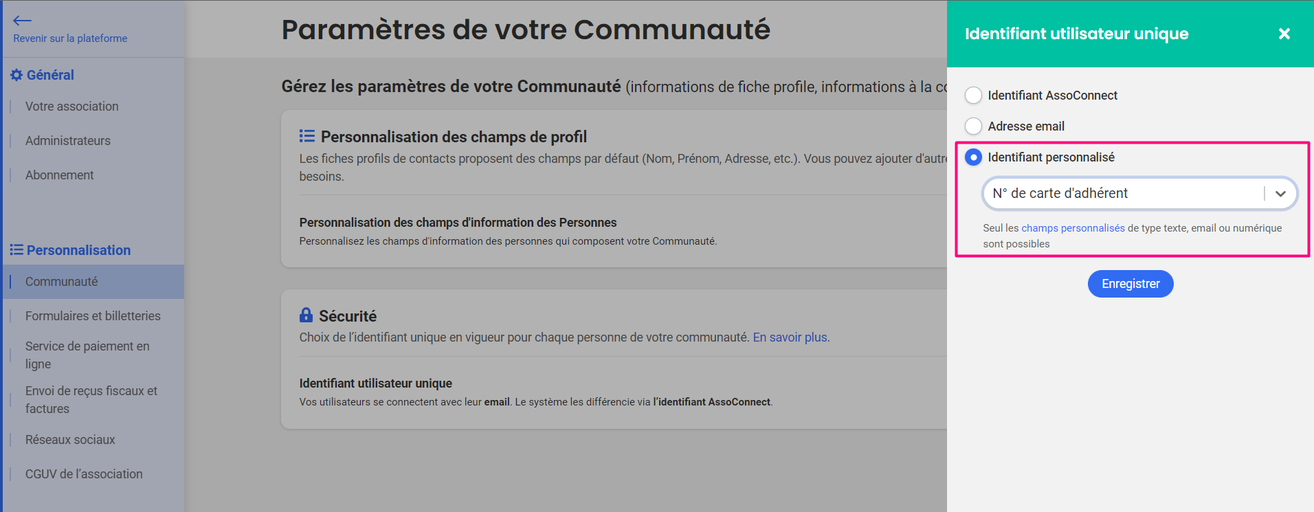 Paramétrer l'identifiant unique de sa Communauté – Centre d'Aide